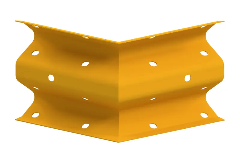 Armco Type Crash Barrier 90 Degree Internal Corner Yellow
