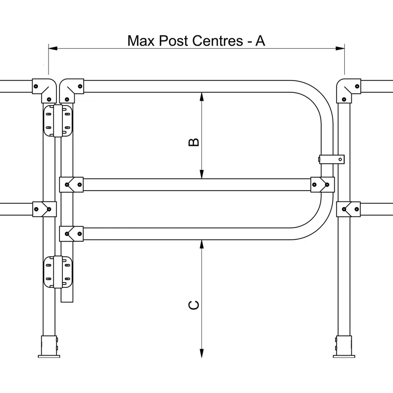 Interclamp® Safety Gate - Key Clamp Self Closing Safety Gate