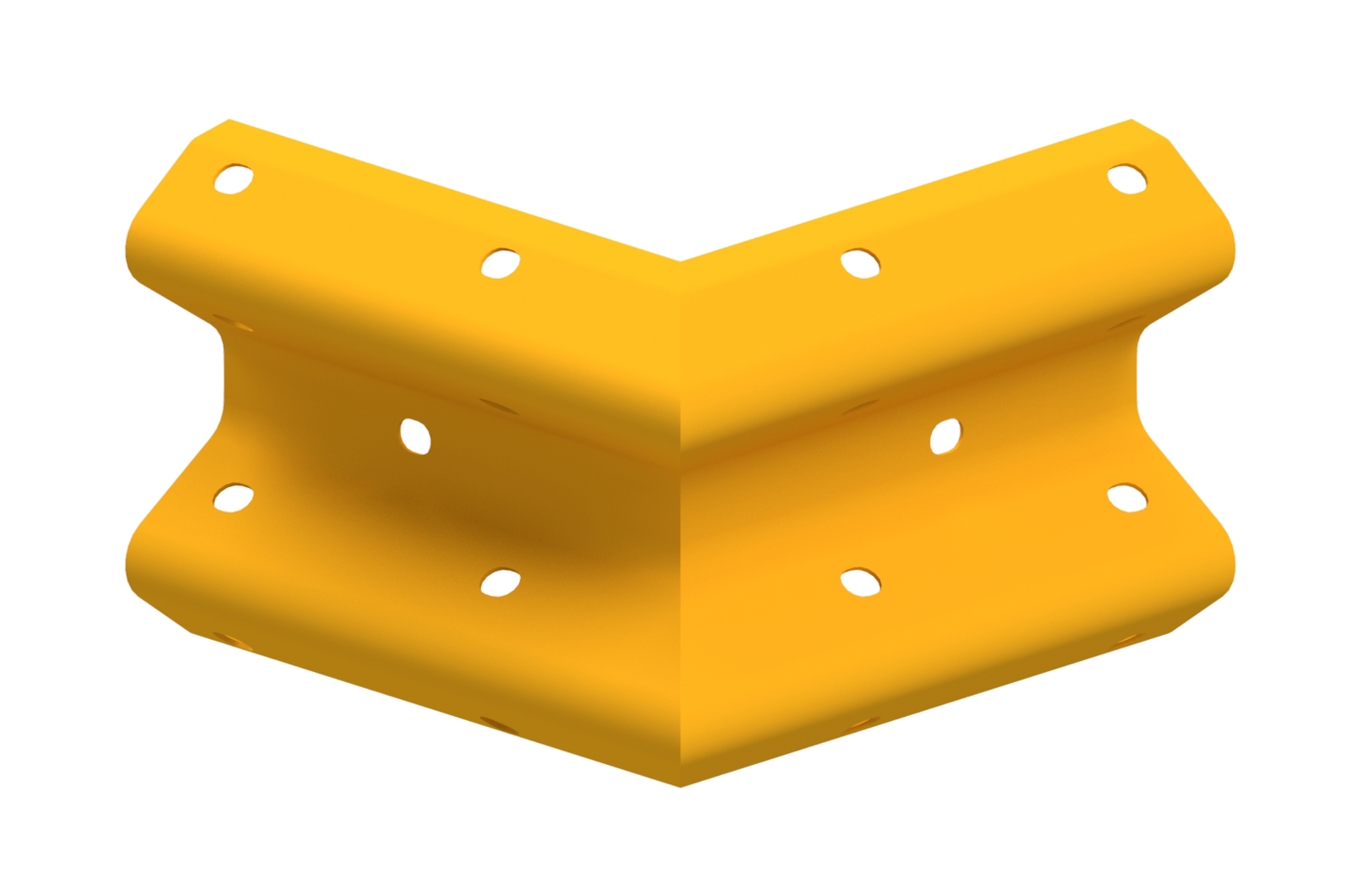 Armco Type Crash Barrier 90 Degree External Corner Yellow